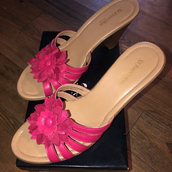 St. John's Bay | Shoes | Fuchsia St Johns Bay Wedge Slides | Poshmark